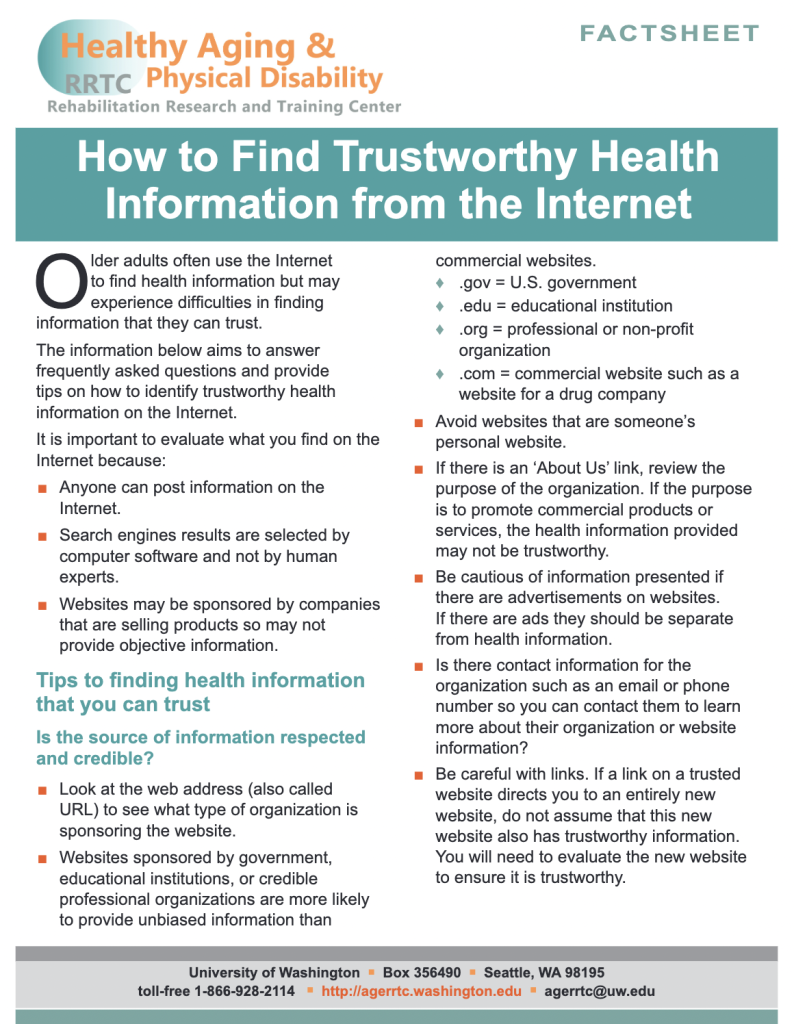 How to Find Trustworthy Health Information from the Internet ...
