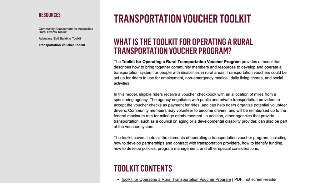 Toolkit for Operating a Rural Transportation Voucher Program ...